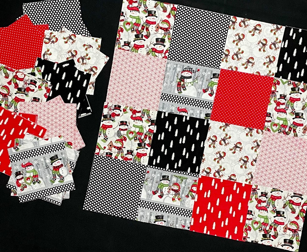 72 Snowman 7 Pre Cut Square Fabric Blocks Squares, 100% Cotton, Snow ...