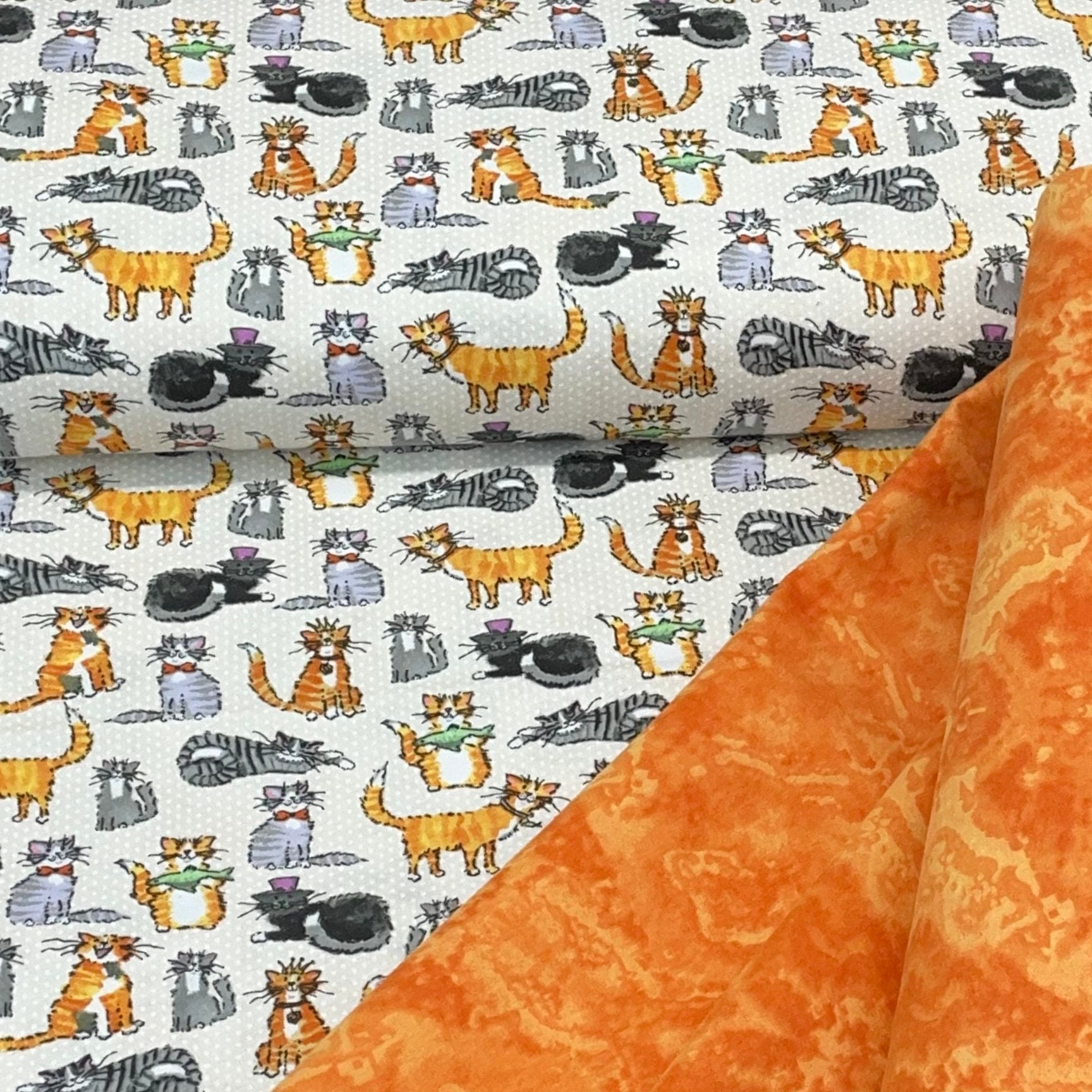 Kitty cat flannel baby flannel tossed cats black striped | Etsy