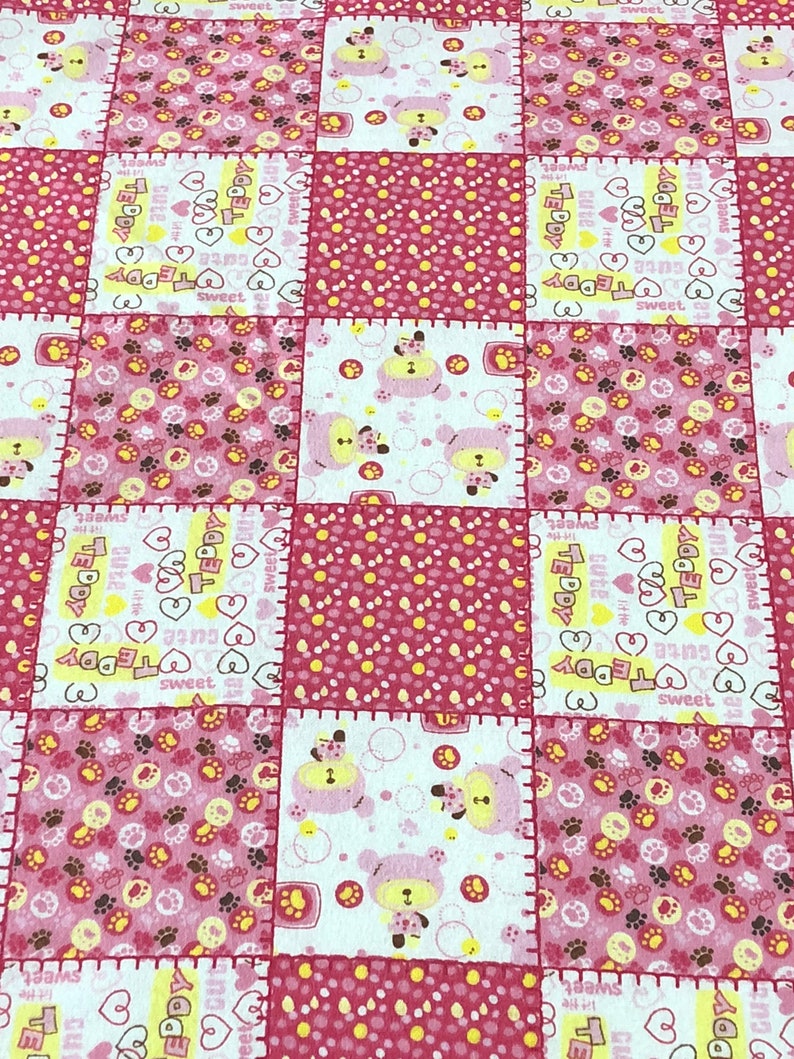 Cuddle Teddy Bear Paw Prints Pink Yellow Brown Teddybear - Etsy