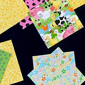 84 Farm Animals Pre Cut 8" Quilt Block Fabric Squares, Cow Pig Duck ...