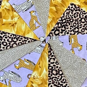 100 Cheetah Leopard 7 Inch Square Flannel Quilt Blocks, Yellow Spots ...