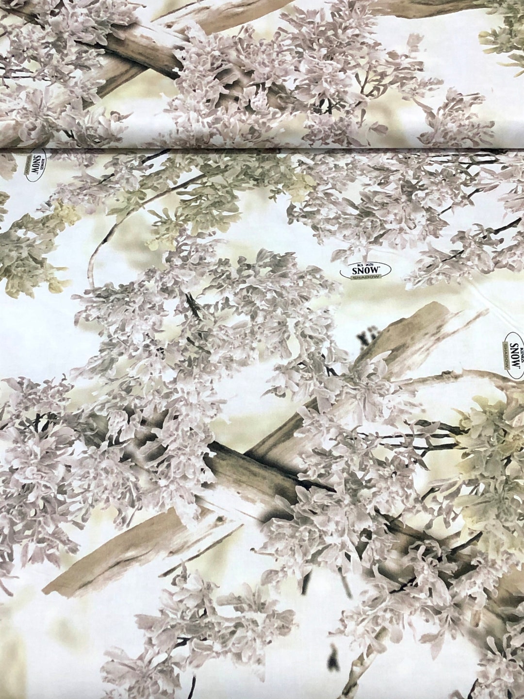 Snow King's Camo Tree Blossom Leaves, Snow Shadow, Branches, Fabric ...