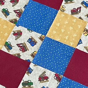 72 Equipment Construction RAG QUILT Kit, 7 Square Blocks, Soft Warm ...
