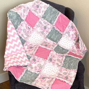 Pink Elephant Baby Rag Quilt Kit 72 Pre Cut 7 Flannel - Etsy