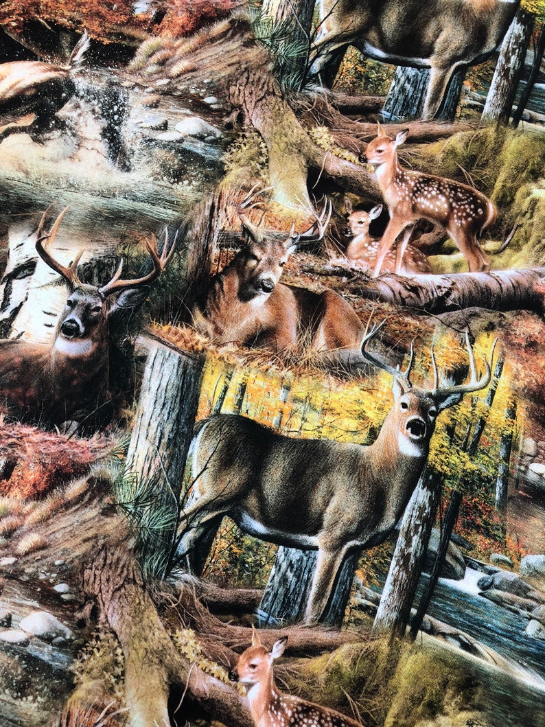 Deer Buck Hunting Fabric Woodland Fabric on the Run by - Etsy
