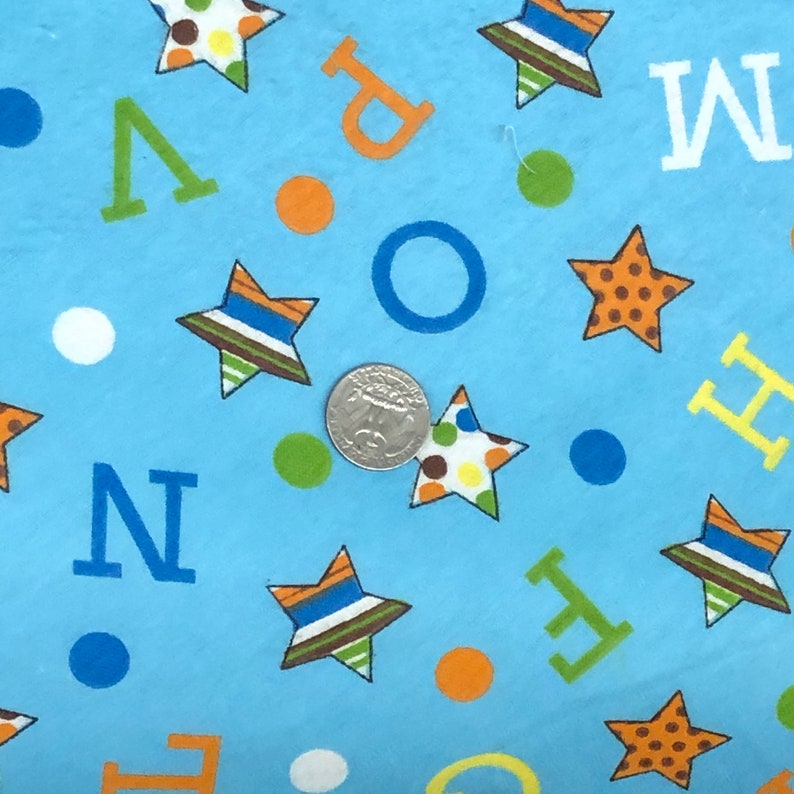 Alphabet Stars ABC Blue Pink Baby Children Flannel Fabric - Etsy