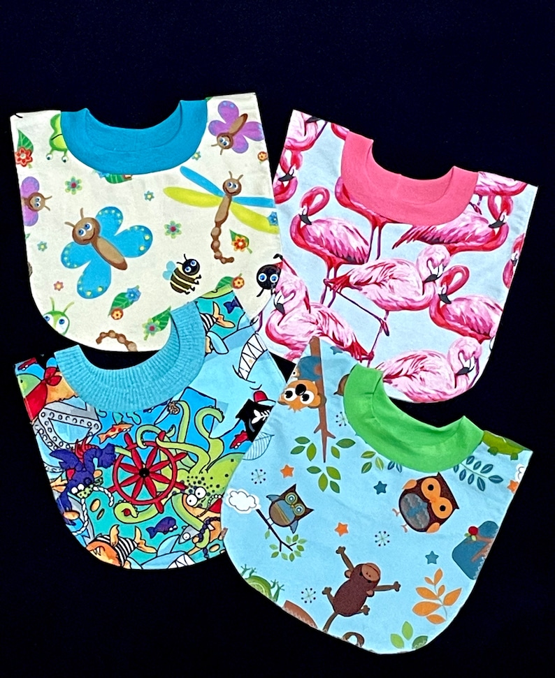 Baby Bibs Pull Over Stretch Neck Double Sided Flannel, Soft, Absorbable ...