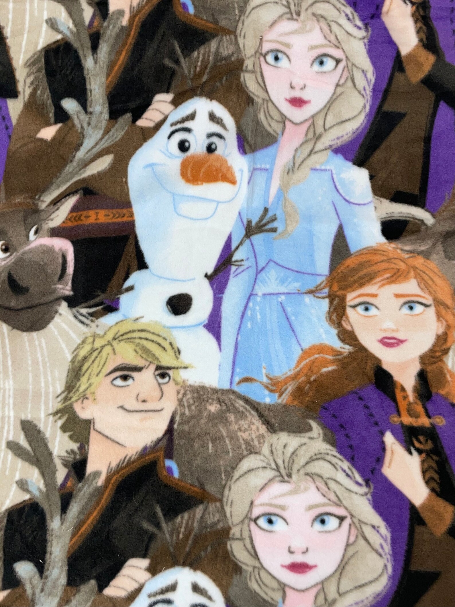 Frozen Elsa Anna Kristoff Olaf Stacked Fleece fabric | Etsy