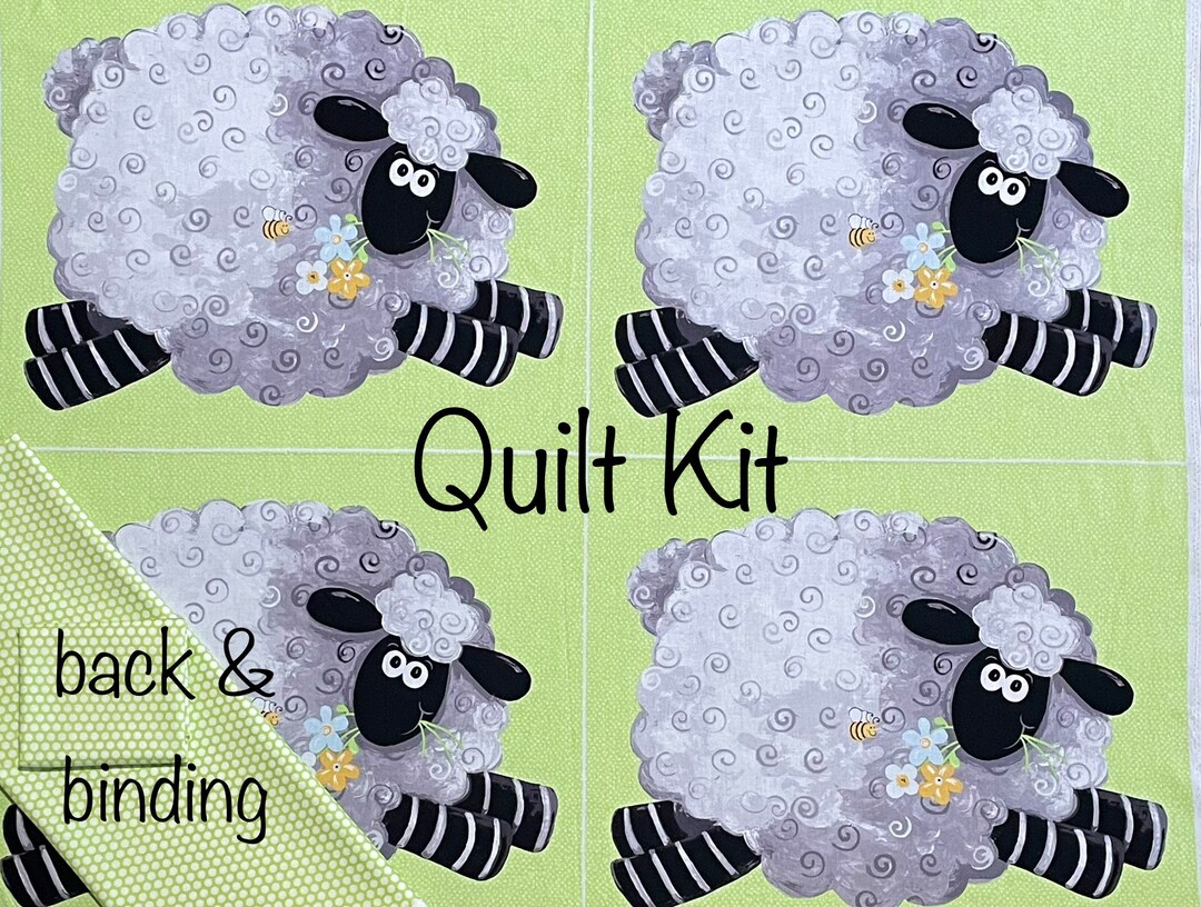 Susybee Green Lewe the Ewe Lamb Quilt Kit, 4 Sheep on Panel, Pillow ...