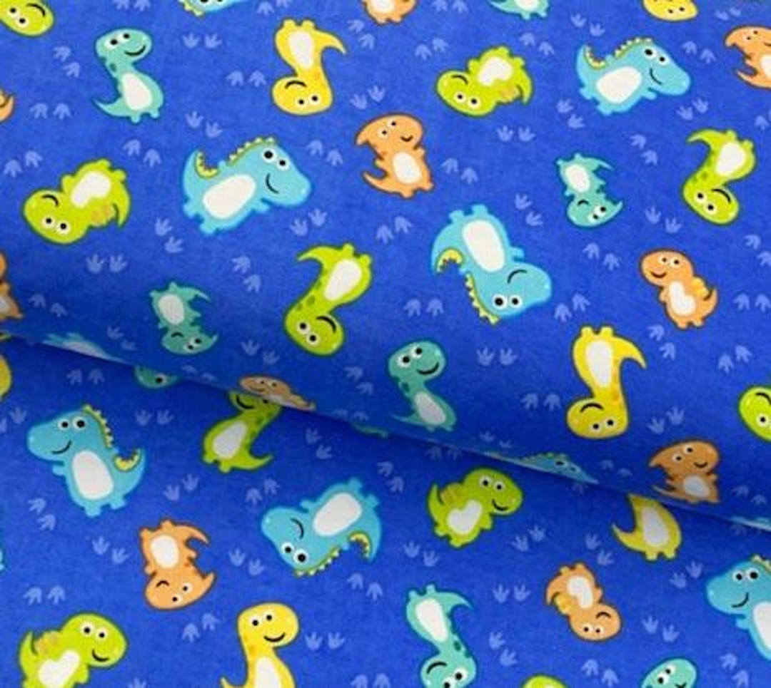 Dinosaur Prehistoric Flannel Fabric, Boy Quilt Blanket Fabric, Orange ...