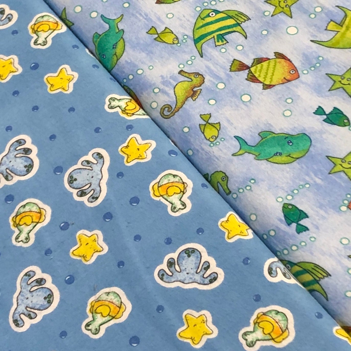 Fish ocean sea starfish whale beach colorful fish Flannel | Etsy