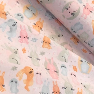 Bunny Rabbit Flannel, Easter Bunny, Pink Gray, Springtime, Baby Toddler ...