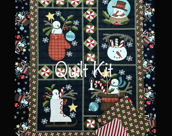 Snowdays Snowman Fabric Panel, Soft Flannel, Candy Cane, Snowman, Ice ...