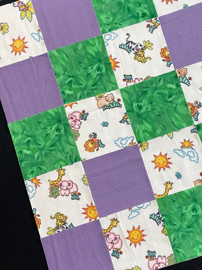 75 Jungle Animals, Noah's Ark Pre Cut Quilt Blocks, Baby Rag Quilt Kit ...