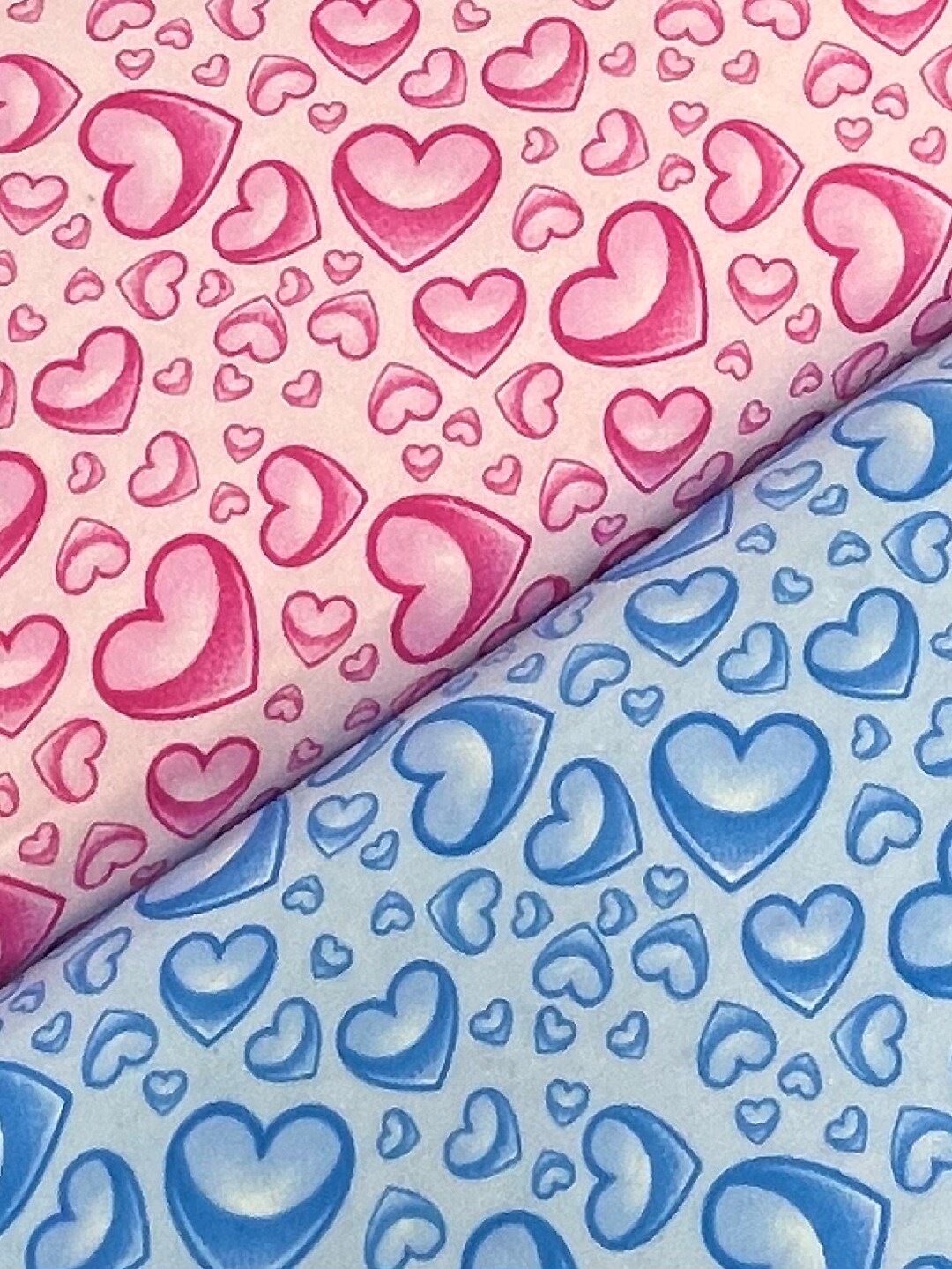 Hearts Pink Blue, Valentine Flannel Fabric by A E Nathan, Soft Warm ...