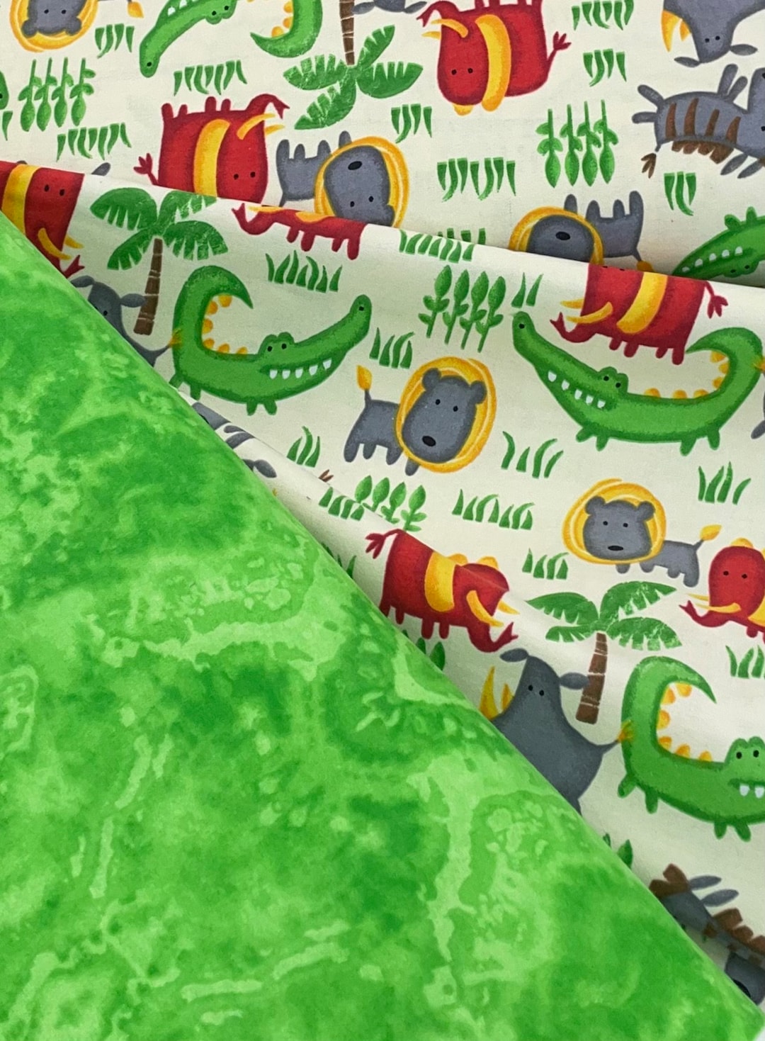 Jungle Safari Animals on Cream Comfy Cotton FLANNEL Fabric by A. E ...