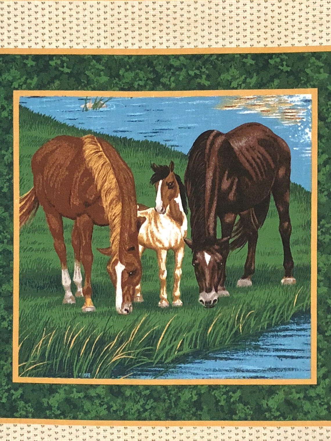 Horse Wild Stallion Fabric Panel River Run by Springmaid | Etsy