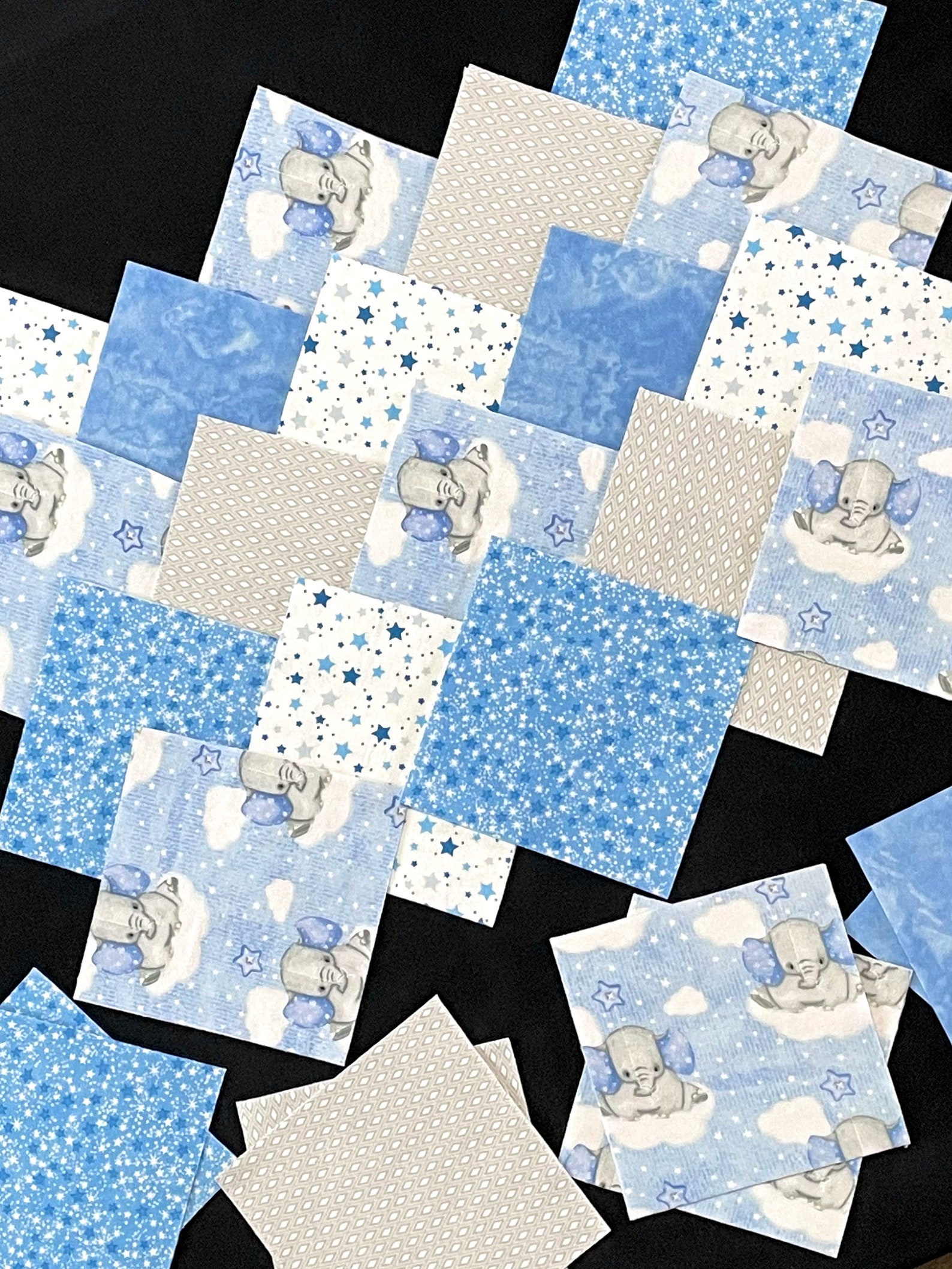 Blue Elephant Rag Quilt Kit 72 Quilt Blocks 7 Flannel | Etsy