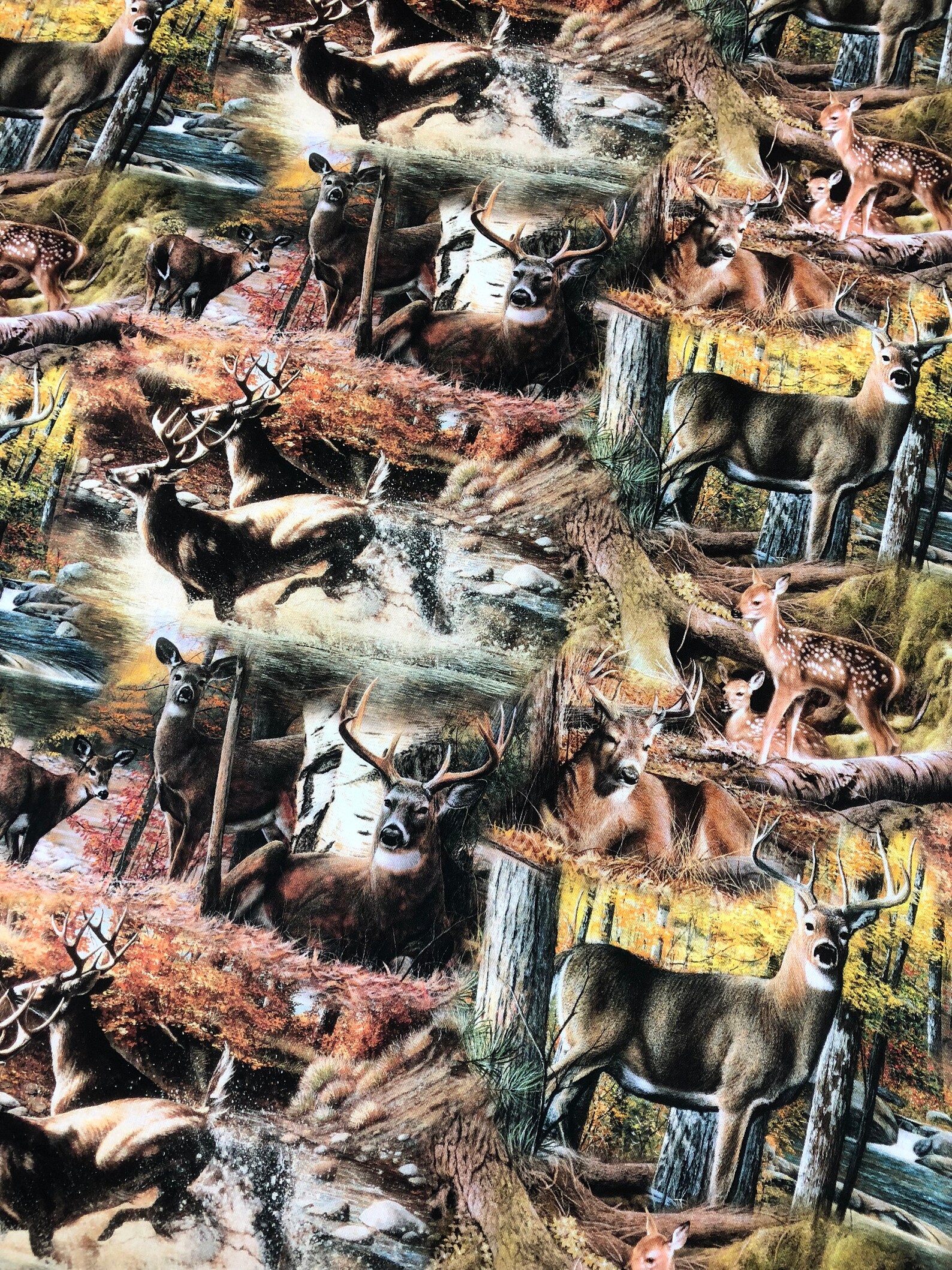 Deer buck hunting fabric woodland fabric On the Run by | Etsy