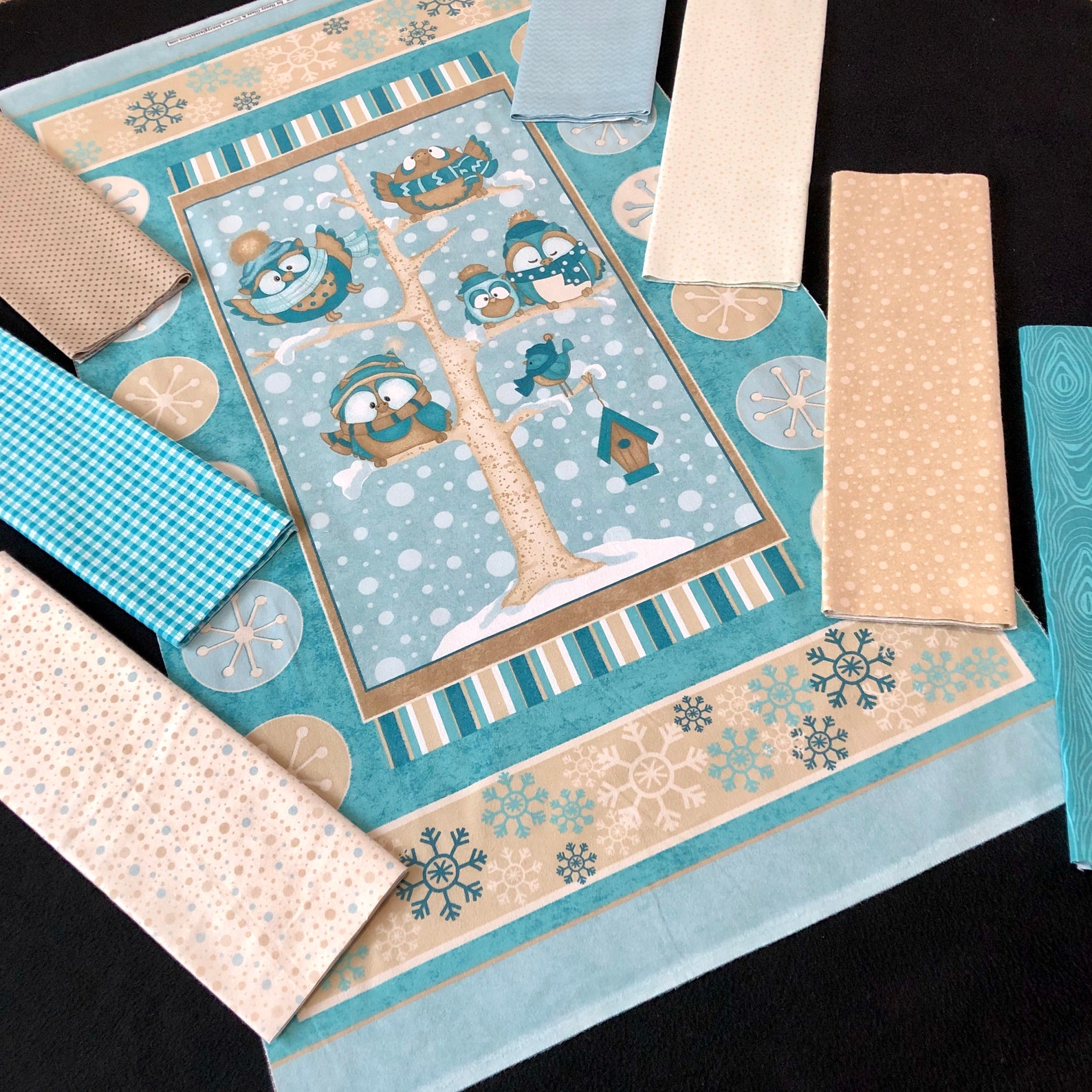 Owl, Wise One, Winter Fabric Quilt Kit Bundle, Owls in a Tree, 1 Panel ...