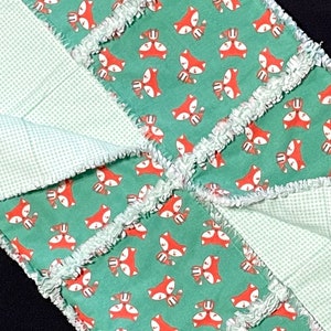 Baby Fox Rag Quilt, 3 Warm Flannel Layers, 31x37, Baby Blanket, Soft ...