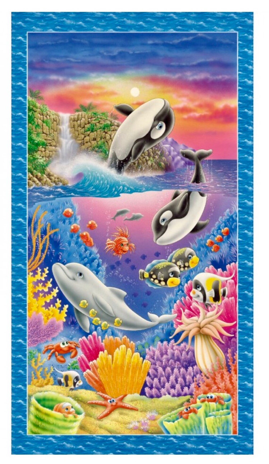 Sea World Fabric Panel Whales Fish Ocean Creatures Dolphins - Etsy
