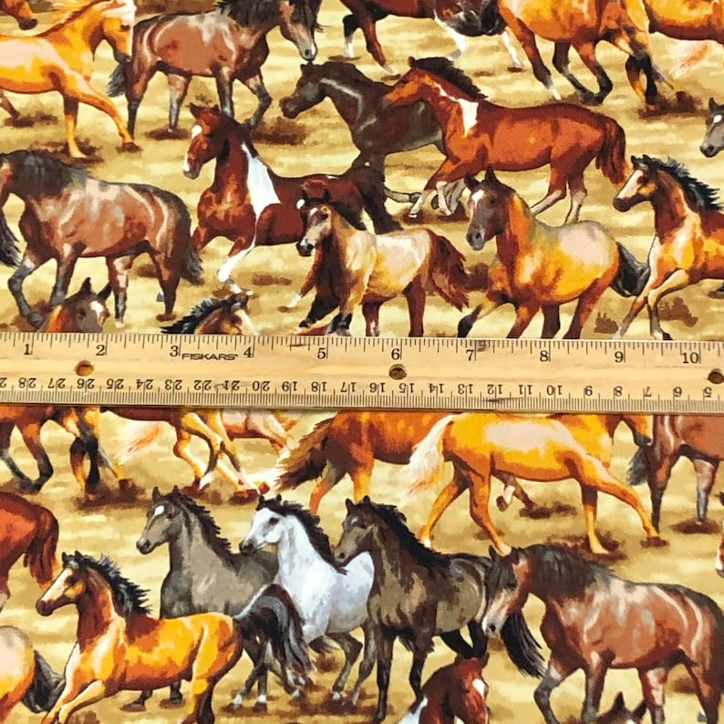 Western Cowboy Horse Fabric, Wild Wild West, Canyon Dessert Scene, by ...