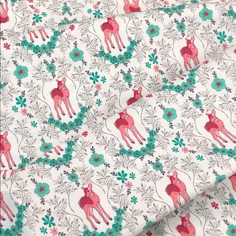 Flora and Fawn Fabric, Riley Blake Fabric, Flower Garden, Mushroom ...