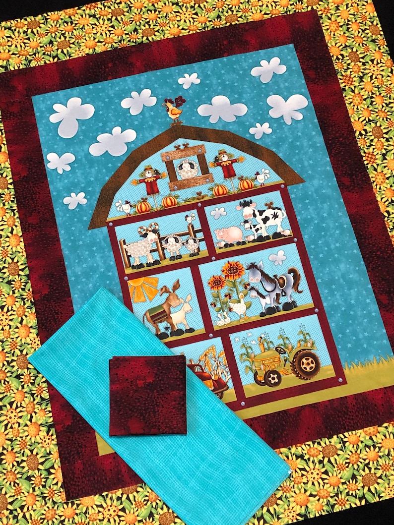 Baby Farm Animal QUILT KIT Cow Horse Pig Duck Goat Old | Etsy