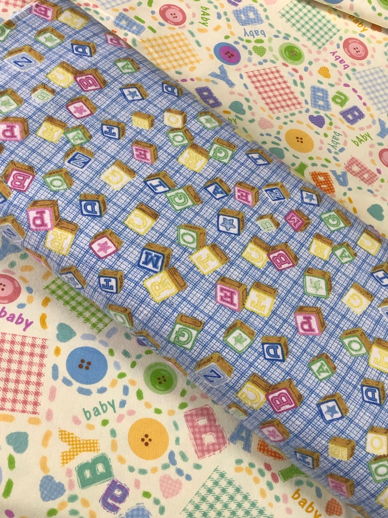 Alphabet Blocks ABC Blue Plaid Baby Patches Buttons Pastel - Etsy