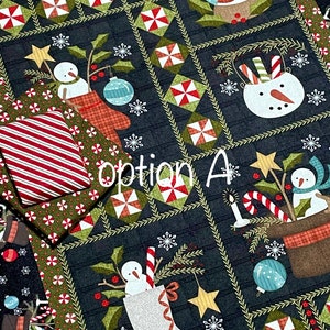 Snowdays Fabric Panel Quilt Kit, Soft Flannel, Candy Cane, Snowman ...