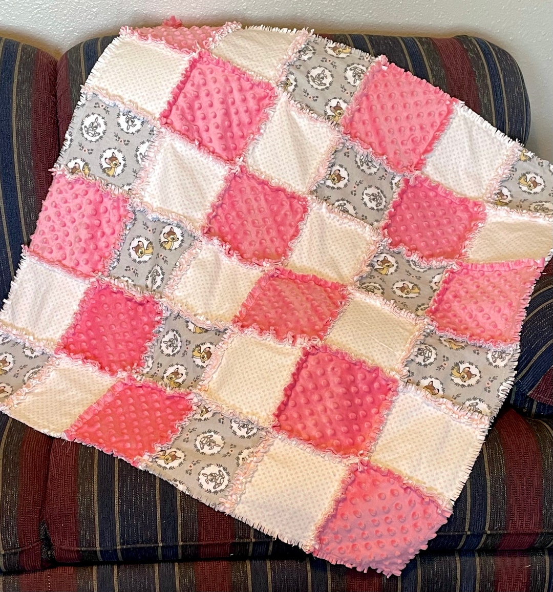Bambi Pink Minky Rag Quilt Kit 72 Pre Cut 7 Quilt - Etsy