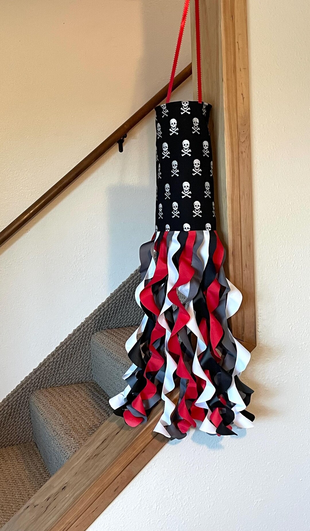 Halloween Skeleton Windsock, Red Black White Streamers, Metallic Silver ...