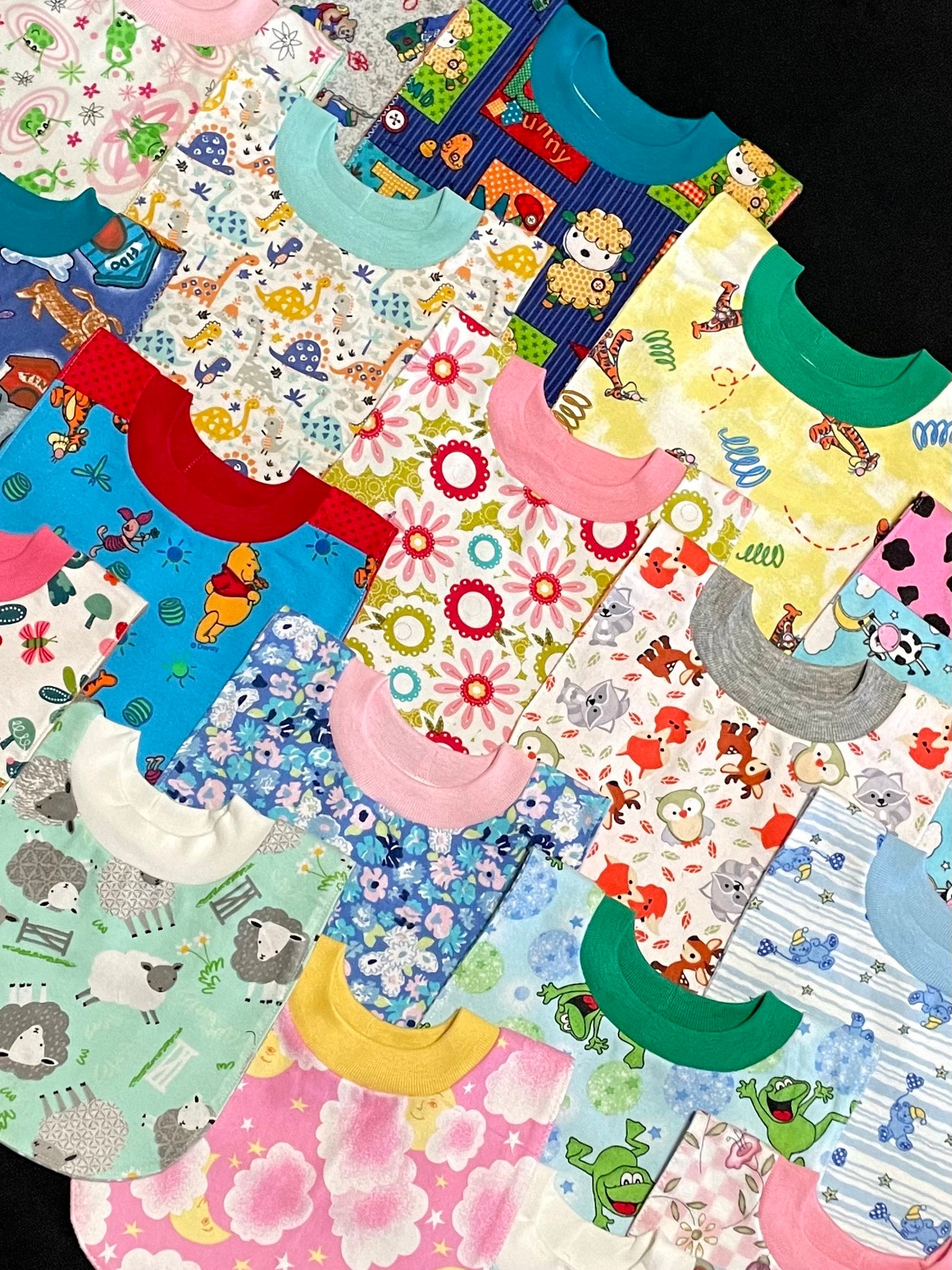 Baby Bibs Pull Over Stretch Neck Double Sided Flannel, Soft, Absorbable ...