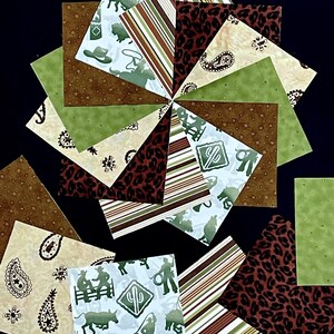 48 Western Rodeo Cowboy 7 Inch Square Quilt Blocks, Cotton, Green Brown ...
