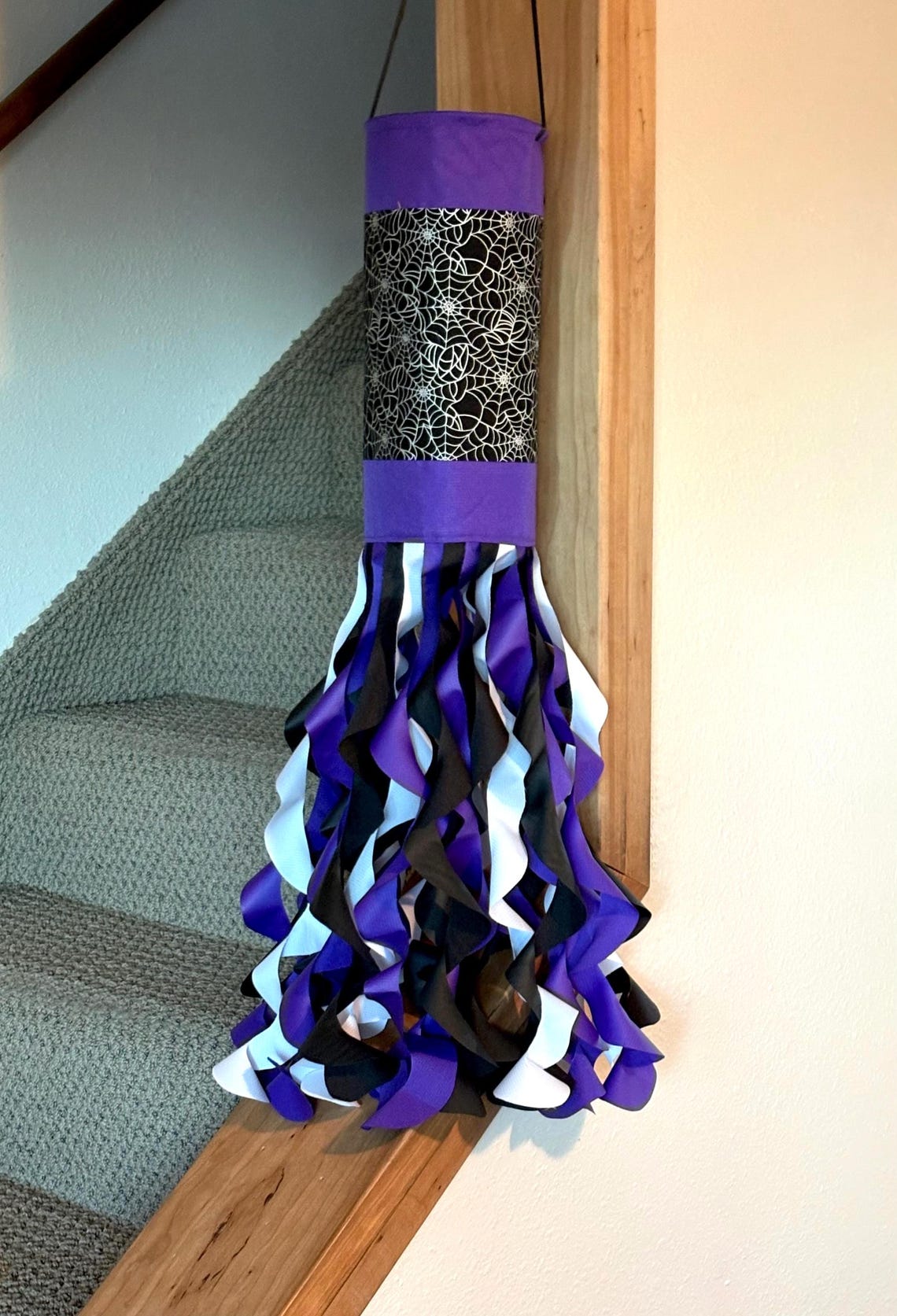 Halloween Decoration, Windsock, Spider Cob Web, Black Purple, Hanging ...