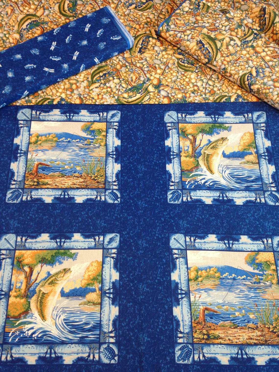 Fishing Trout Fabric Panel Wildlife Fish Tournament Beaver | Etsy