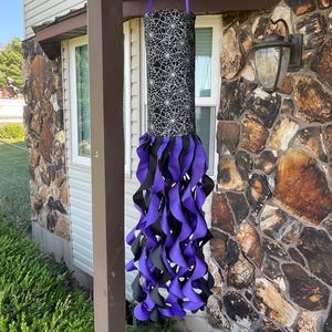 Halloween Decoration, Windsock, Spider Cob Web, Black Purple, Hanging ...