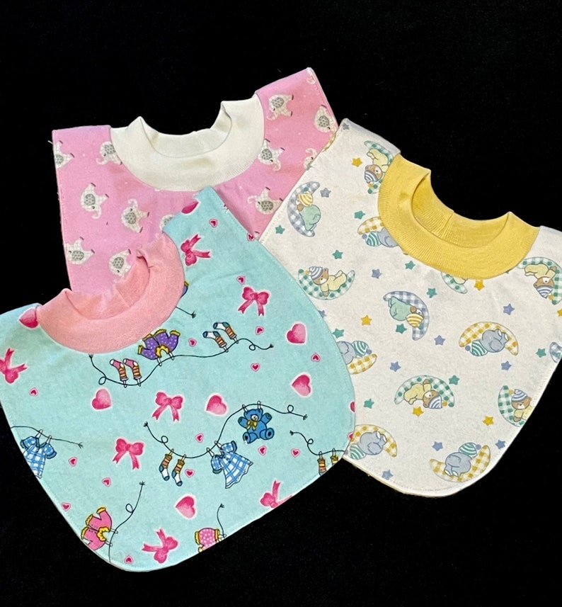 Baby Bibs Pull Over Stretch Neck Double Sided Flannel, Soft, Absorbable ...