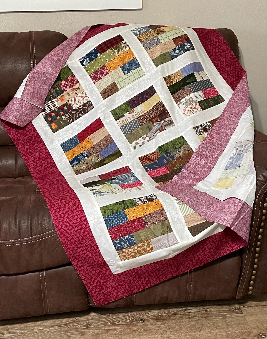 Woodland Wilderness Quilt Top, Handmade Lap Quilt, Pieced Patchwork ...