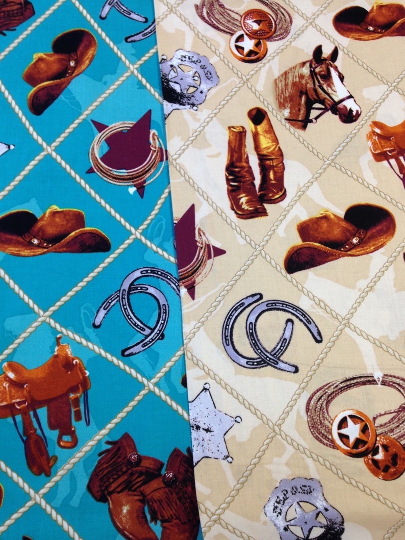 Rodeo Cowboy Fabric, Boot Horse Hat Saddle Rope, Rodeo Roundup, Cowgirl ...