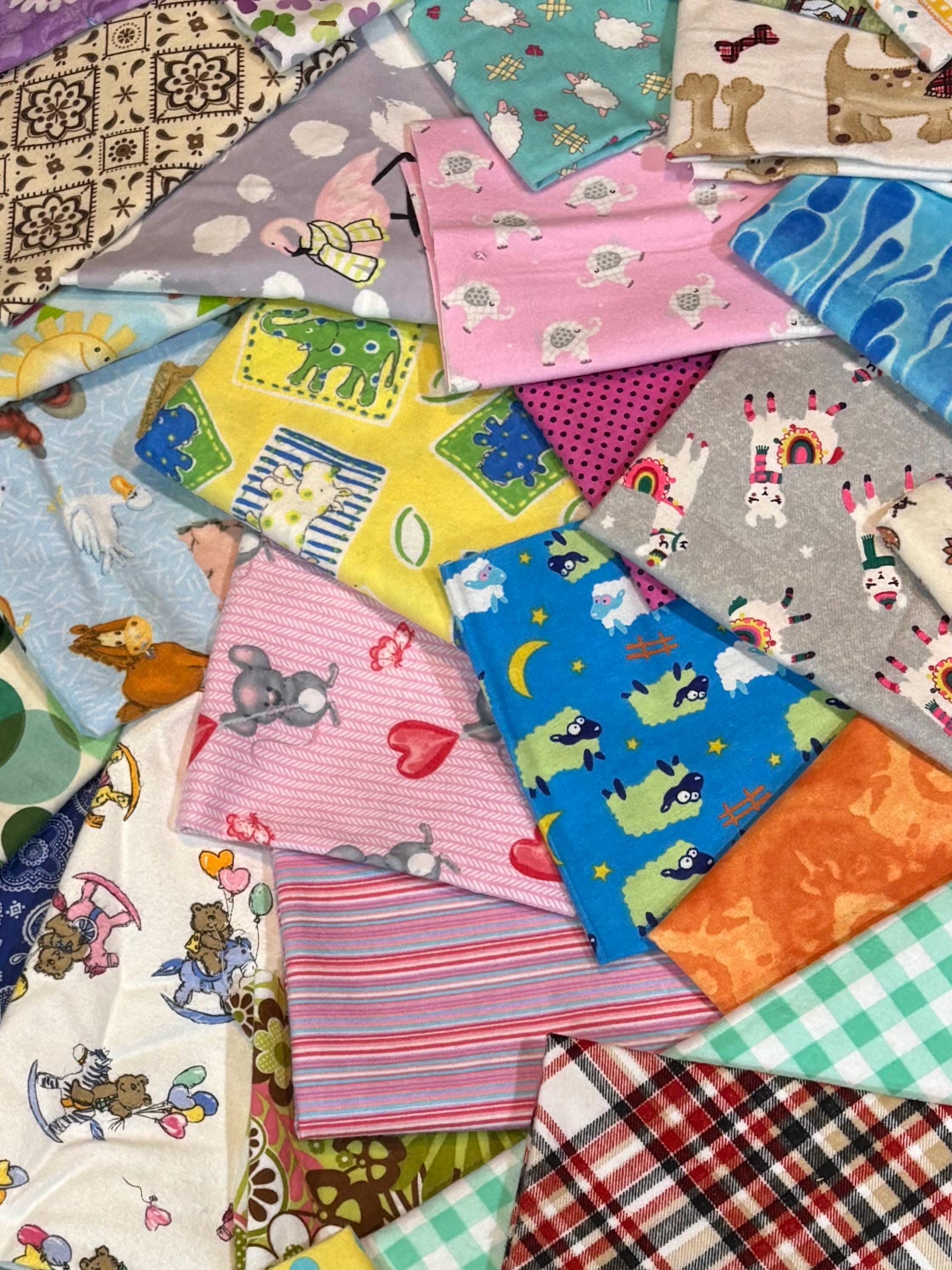 Baby Fabric Scrap Bag Flannel, Near 1 Pound, Scrappy Quilt, Doll ...