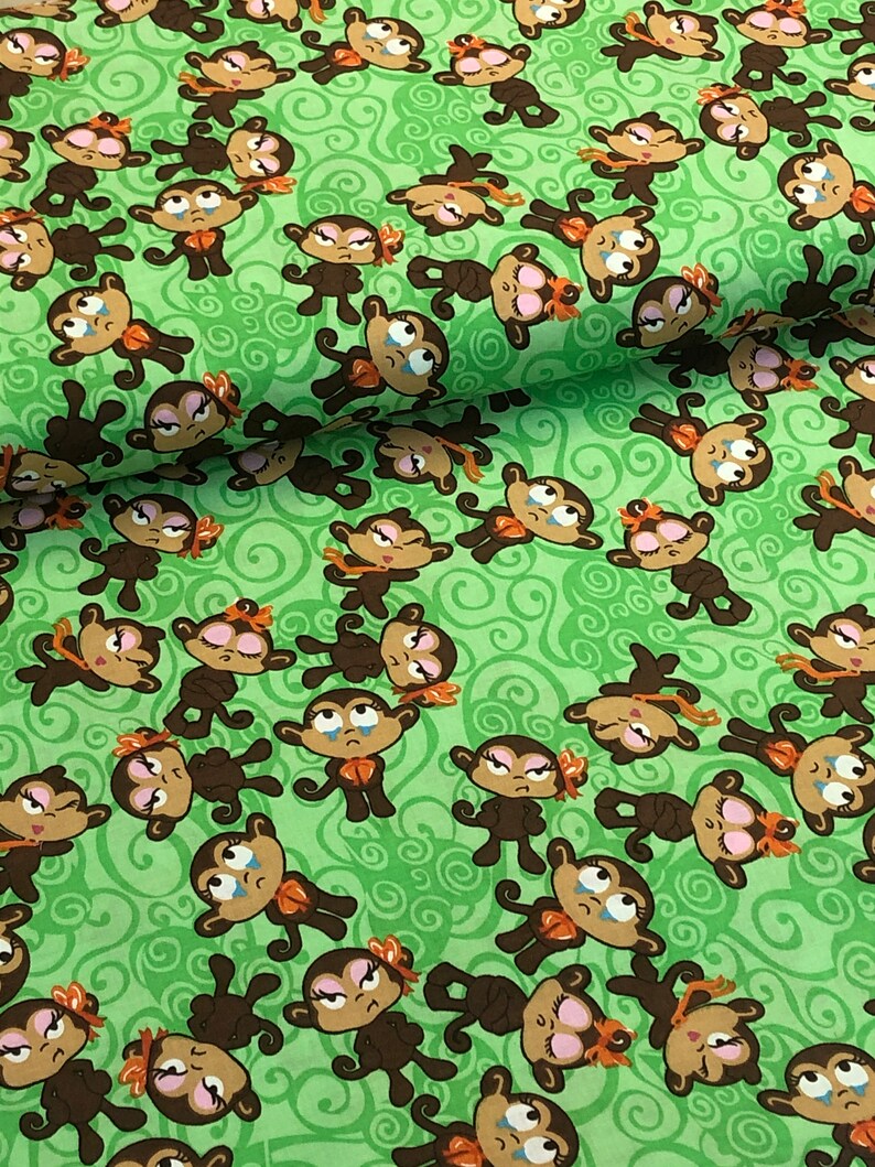 Sassy Monkey Green Monkies 100% Cotton Jungle Monkey Zoo | Etsy