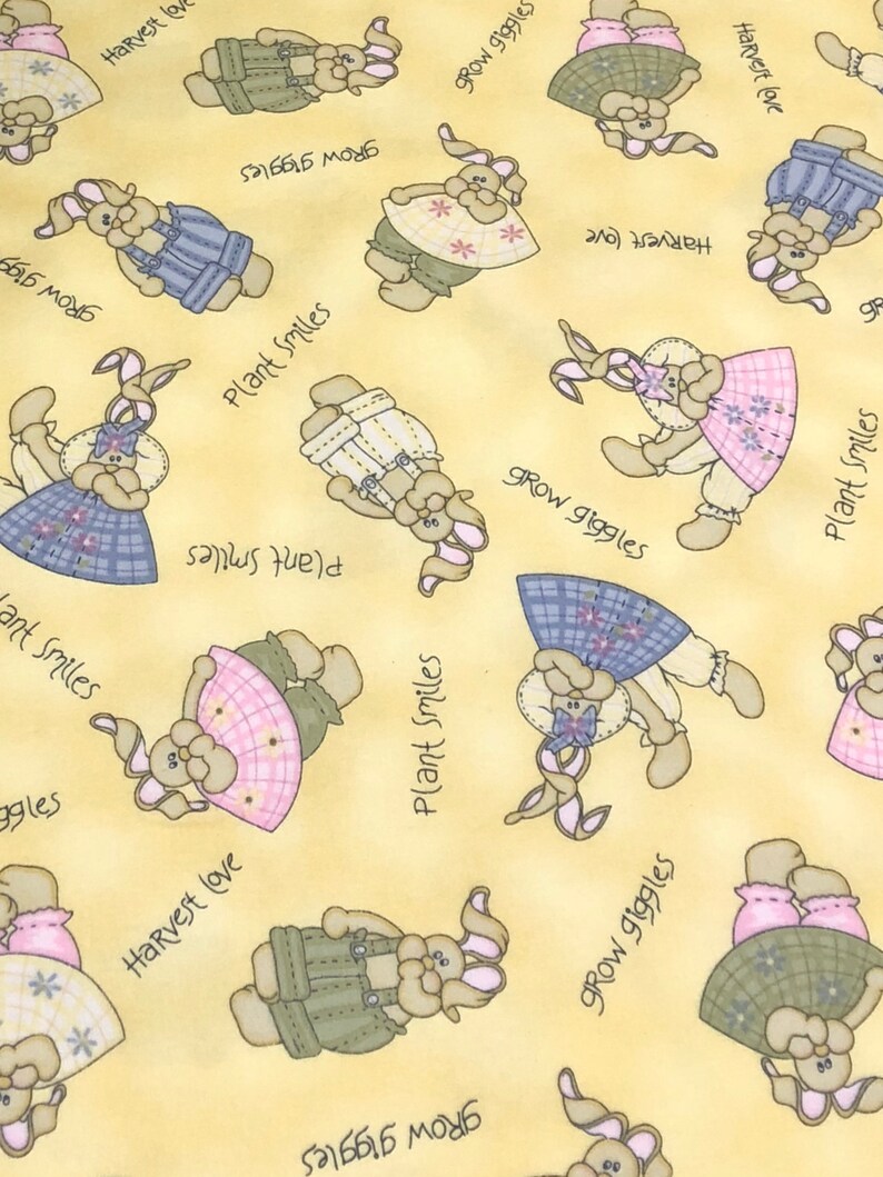 Bunny Rabbit FLANNEL Blue Yellow Green Baby Blanket Fabric - Etsy