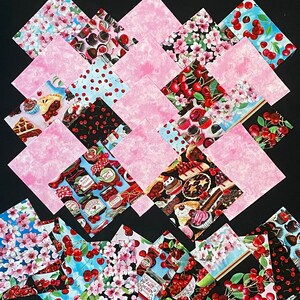 58 Cherry 7" Pre Cut Square Quilt Blocks, Cherry Pie, Chocolates ...