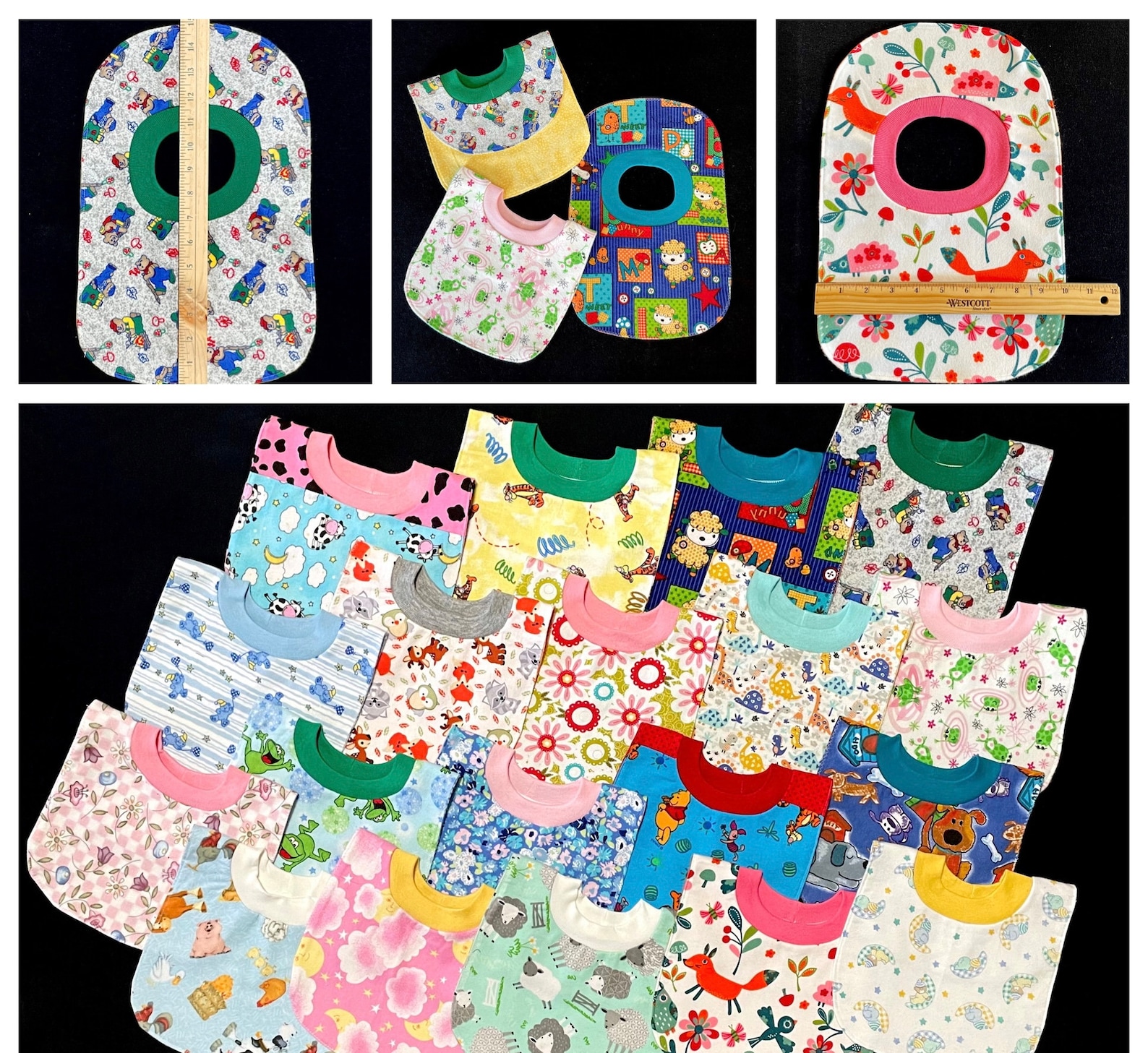 Baby Bibs Pull Over Stretch Neck Double Sided Flannel, Soft, Absorbable ...