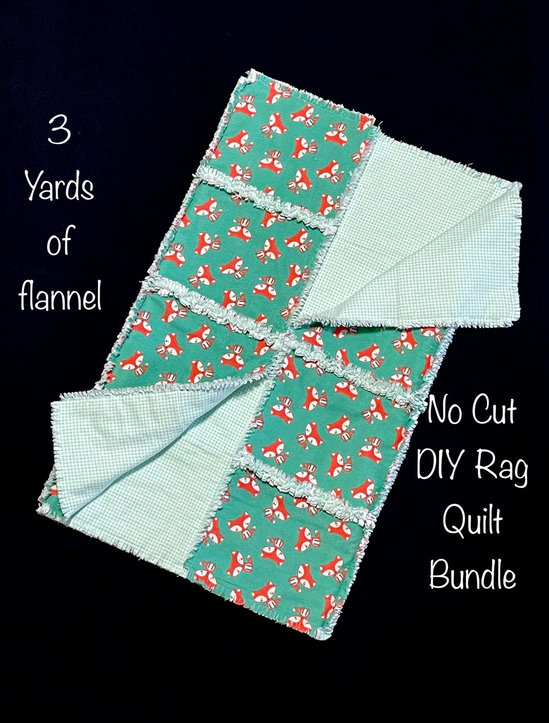Baby Fox Rag Quilt, 3 Warm Flannel Layers, 31x37, Baby Blanket, Soft ...