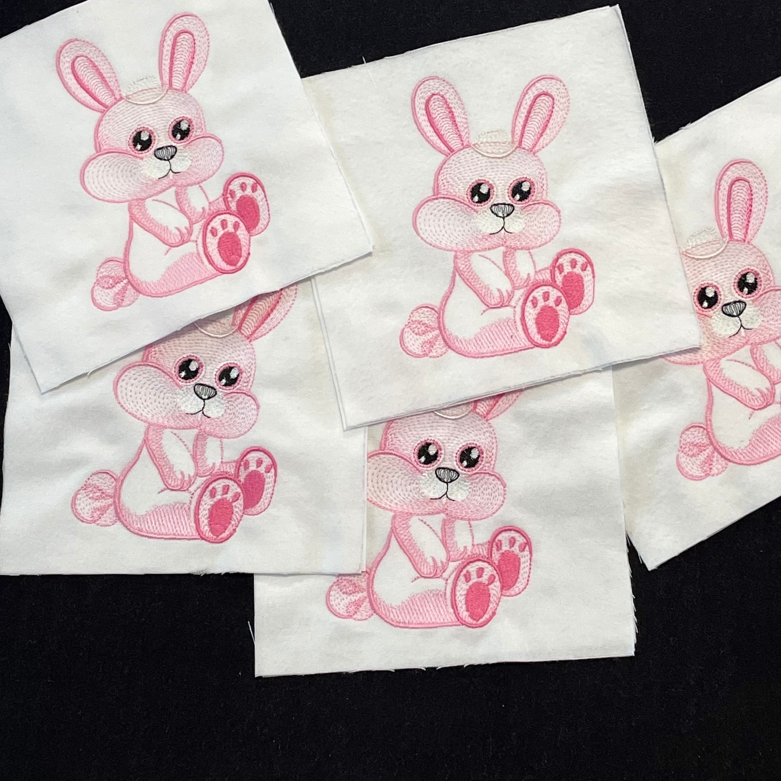 Embroidered Pink Bunny Rag Quilt Kit, 84 Quilt Blocks 7" Flannel Fabric ...