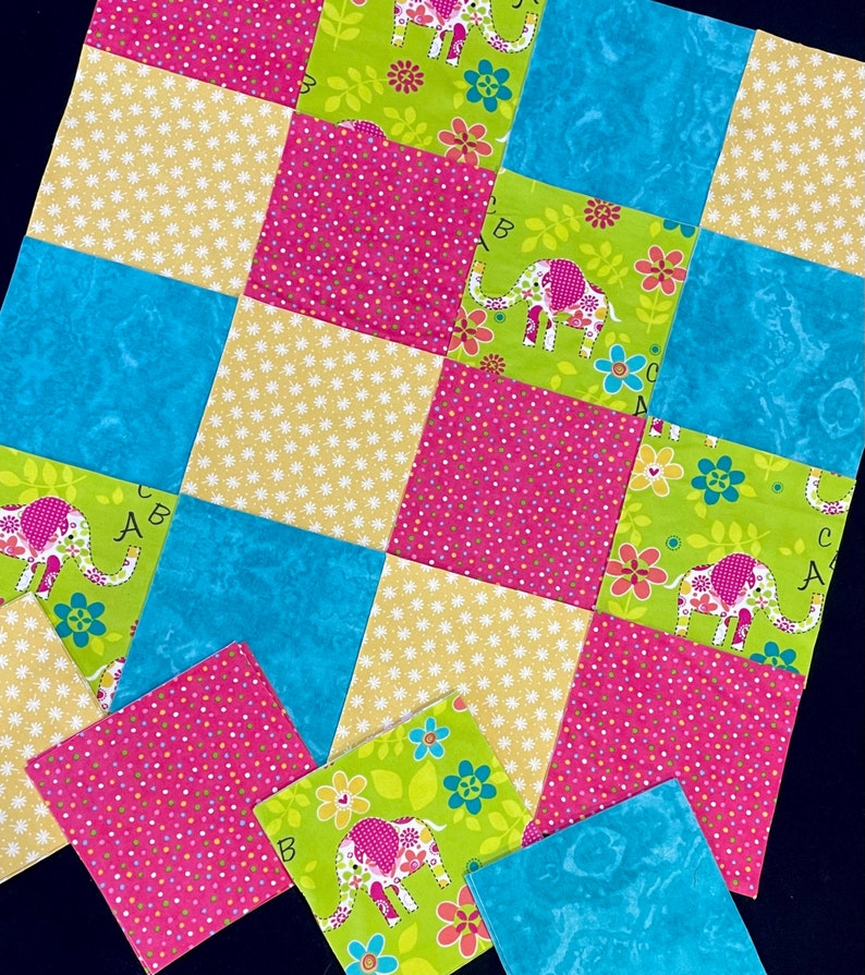 Elephant Rag Quilt Kit Square Blocks 7 Flannel Fabric - Etsy