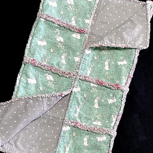 Bunny NO CUT Rag Quilt Bundle- Green DIY Blanket Flannel Blanket ...